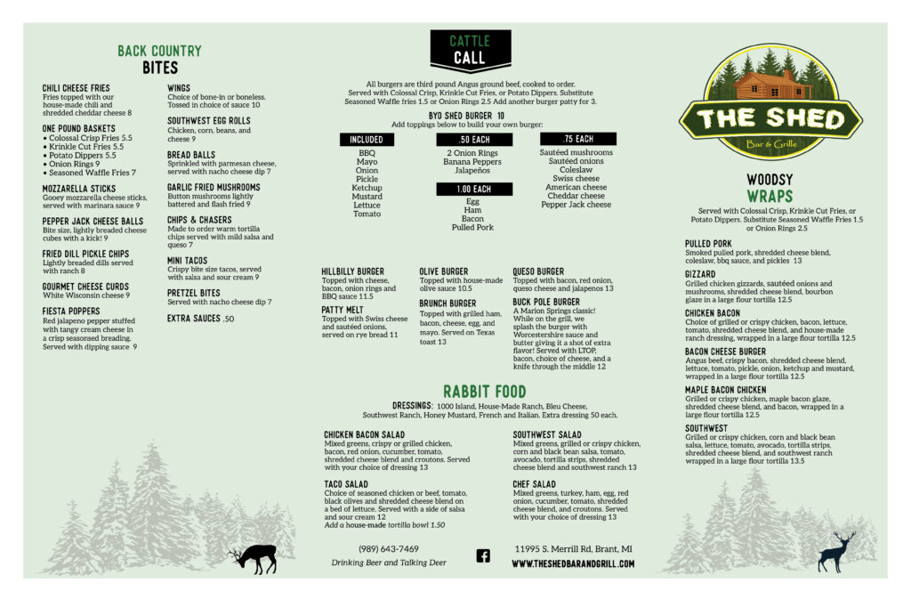 Shed Menu - The Shed Bar & Grille